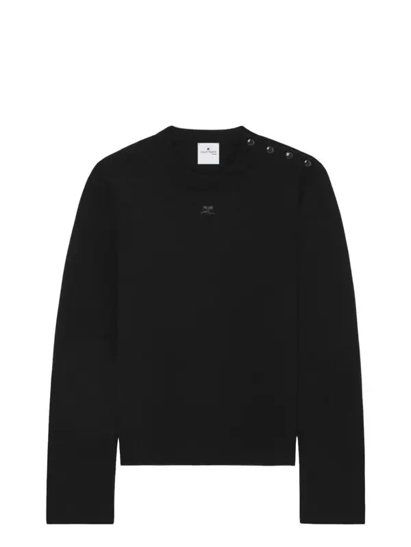 COURREGES Logo Appliqué Cotton Sweatshirt - Black