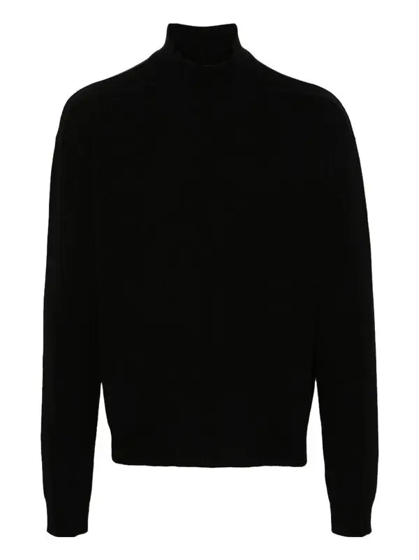 Rick Owens High Neck Drop-shoulder Knitted Jumper - Black