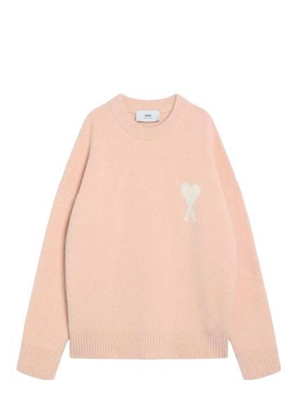 AMI Paris De Coeur Crewneck Knitted Jumper - Pink