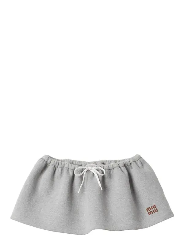 Miu Miu Embroidered Logo Drawstring Mini Skirt - Grey