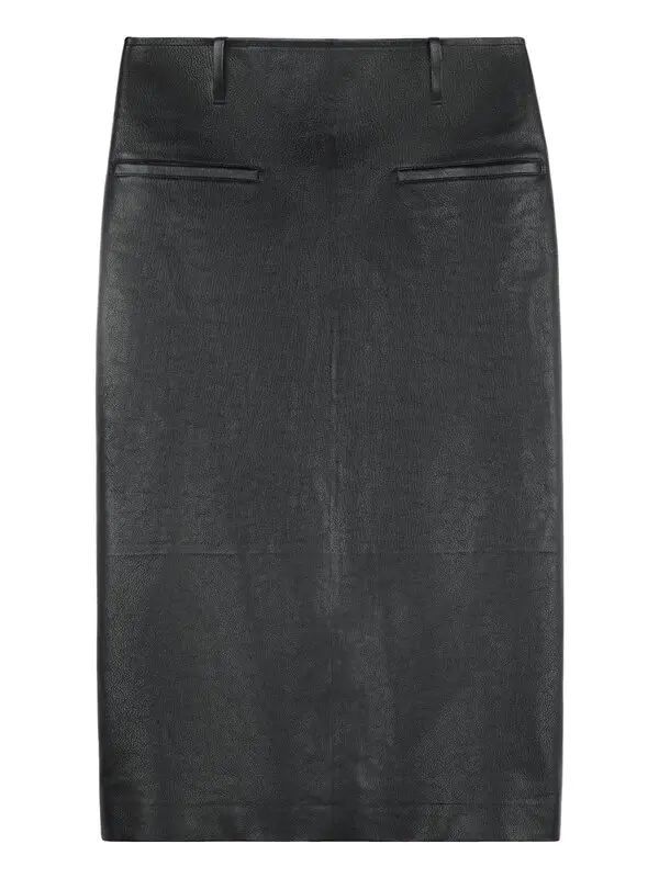TOD'S Midi Leather Skirt - Black