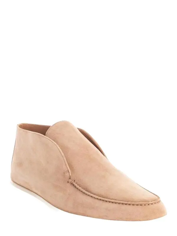 Loro Piana Round-head Flat Ankle Boots - Nude