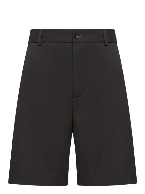 Moncler Wool Blend Gabardine Bermuda Shorts - Black
