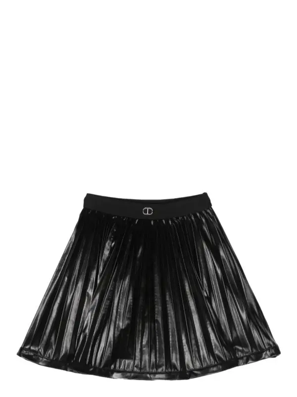 TWINSET Logo Plaque Pleated Skirt - Black