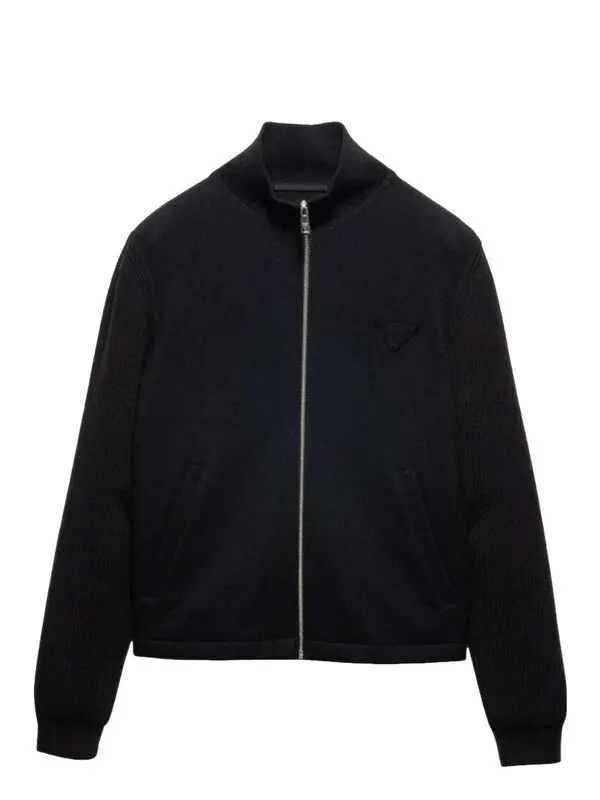 Prada Wool And Cashmere Zipper Cardigan - Black