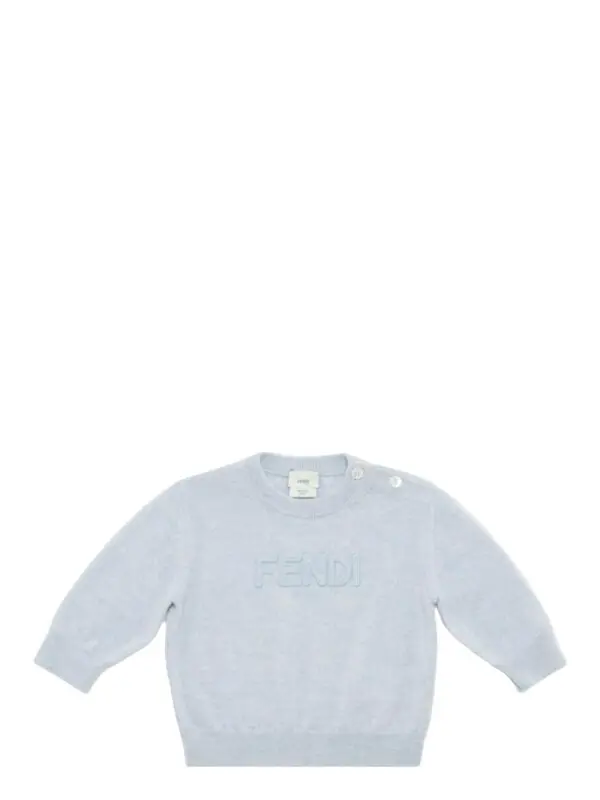 Fendi Lightweight Wool Crew Neck Sweater - Light Blue