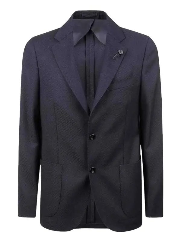LARDINI Textured Two-button Blazer - Blue