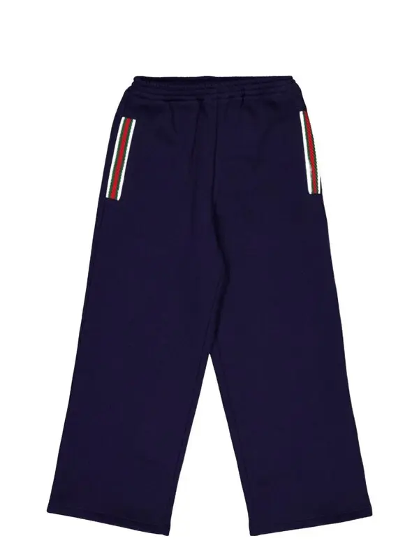 Gucci Elastic Waistband Fleece Sweatpants With Classic Stripes - Black