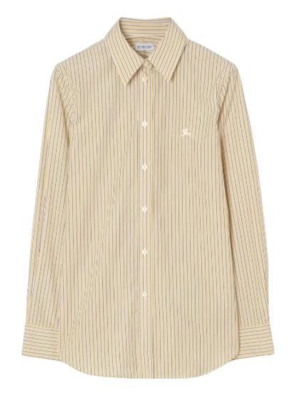 Burberry Slim Fit Striped Cotton Shirt - White/amber Yellow