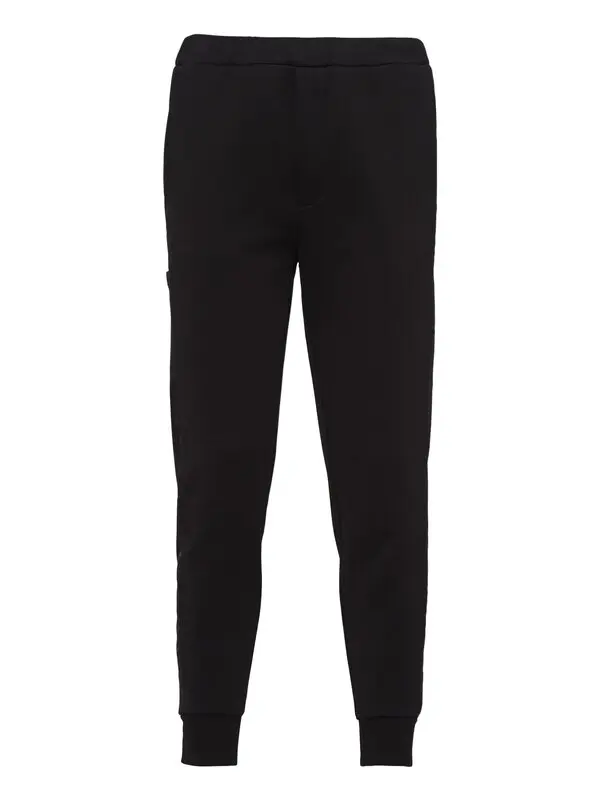 Prada Cotton Fleece Joggers With Re-nylon Details - Black