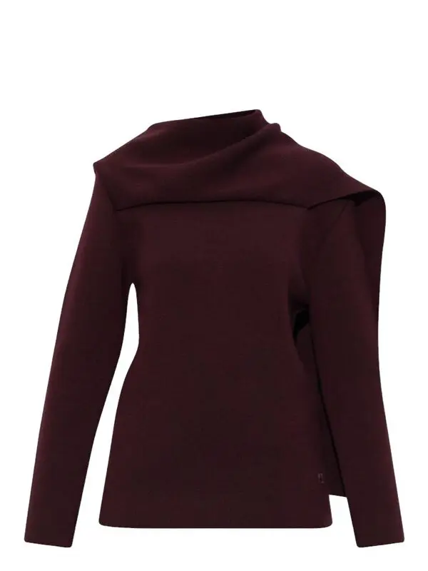 COURREGES Merino Wool Sweater With Scarf Detail - Black