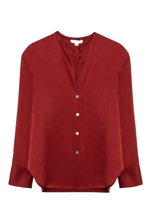 Vince Long-sleeved V-neck Button-up Shirt - Red