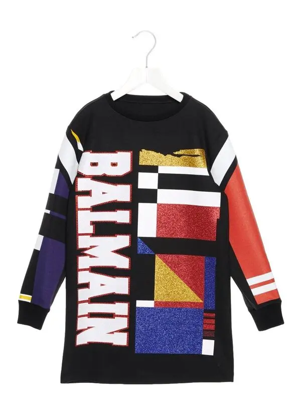 Balmain Graphic Print Long Sleeve Shirt - Black