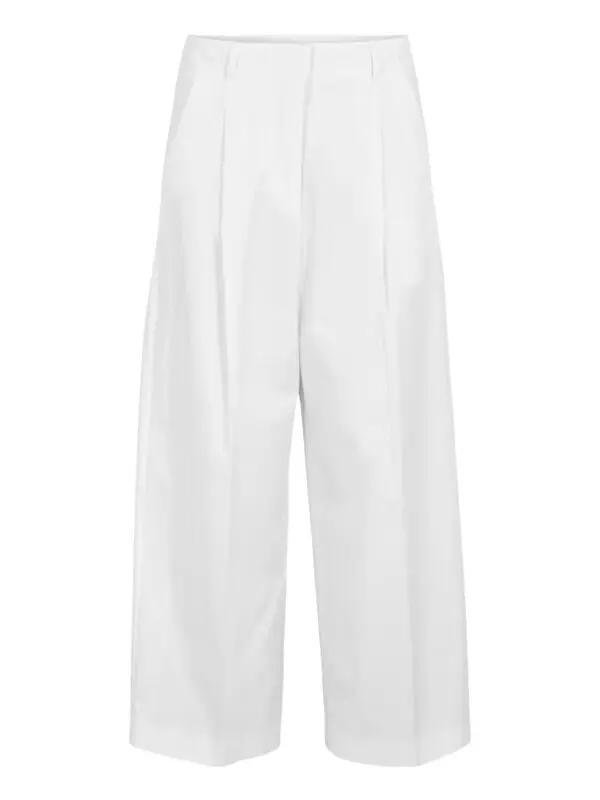 Max Mara Wide Leg Pleated Casual Pants - White