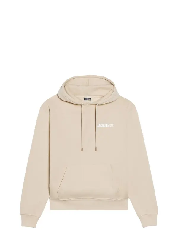Jacquemus Hooded Sweatshirt With Printed Logo - Light Beige