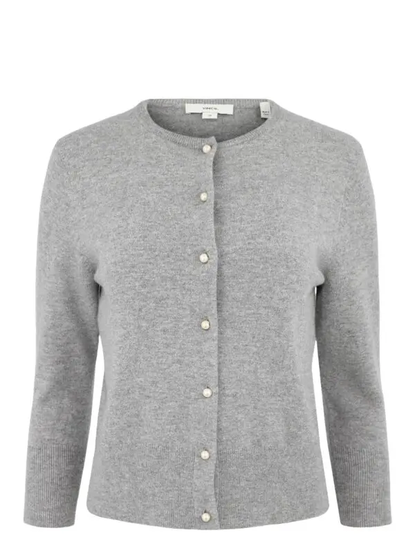 Vince Button Embellished Knitted Cardigan - Gray