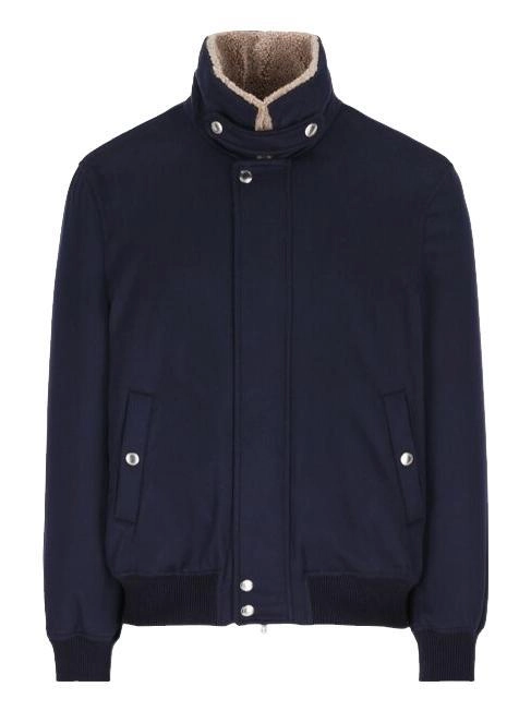 Brunello Cucinelli Long-sleeved High-neck Jacket - Navy Blue