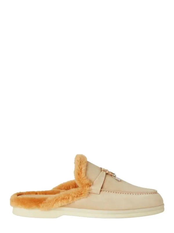 Loro Piana Logo Pendant Mules - Wind Dune