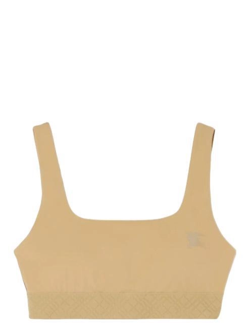 Burberry Stretch Nylon Bra Top With Check Trim - Light Brown