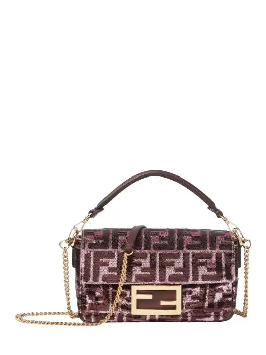 Fendi Baguette Mini Ff Sequin Bag - Pink
