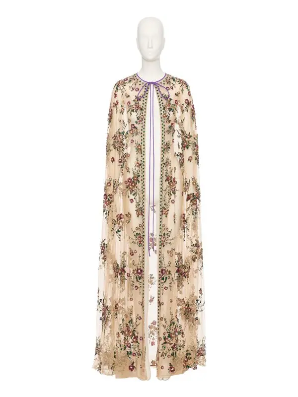 Valentino Garavani Embellished Lace Cape - Nude