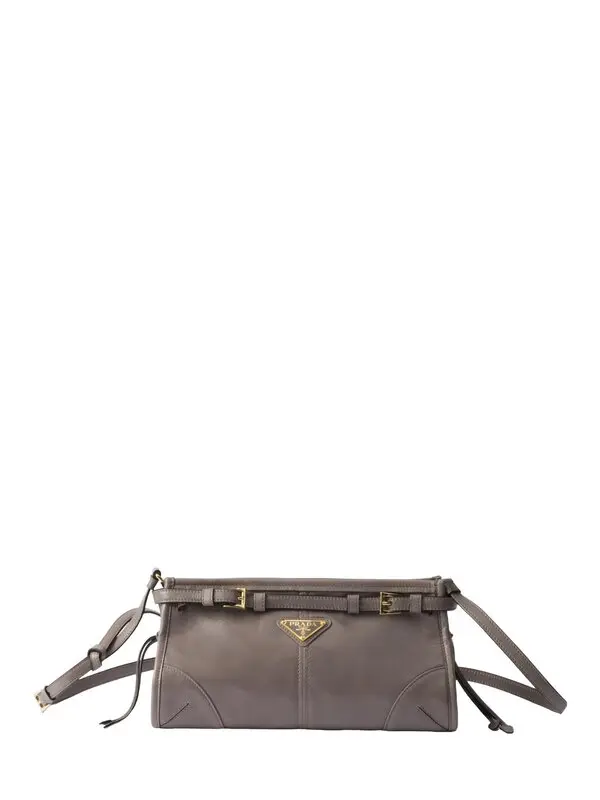 Prada Small Leather Shoulder Bag - Bluish Gray