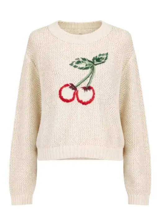 TWINSET Open Knit Cherry Knitted Sweater - Nude