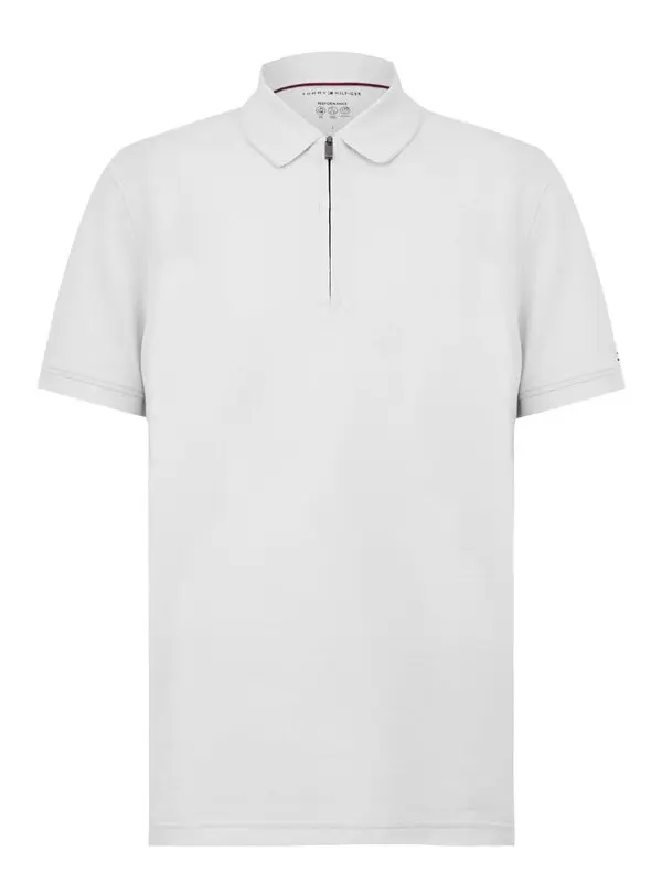 Tommy Hilfiger Zip Short Sleeve Polo Shirt - White