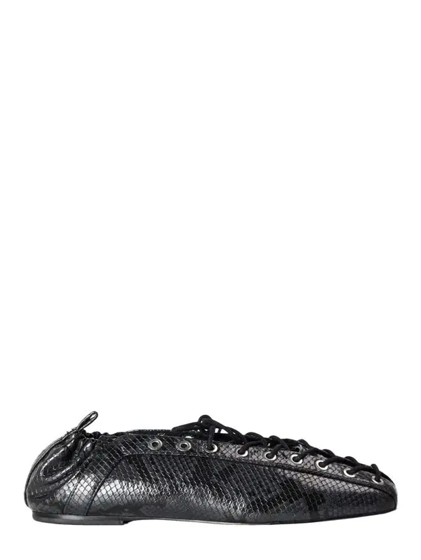 GANNI Lace-up Ballet Pumps With Ankle Straps - Black