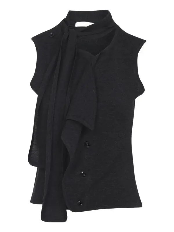 LEMAIRE Sleeveless Tie-neck Knitted Top - Anthracite