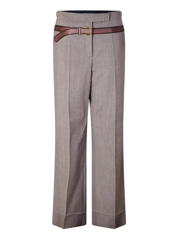 Prada High-waisted Wide-leg Trousers With Trompe-l'oeil Belt Detail - Gray