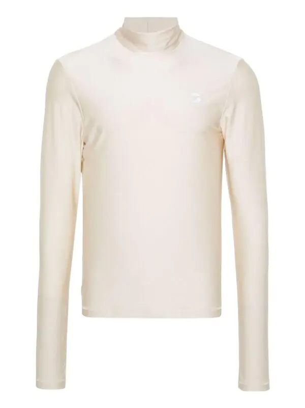 Coperni Long Sleeve Stand Collar Knitted Pullover - White