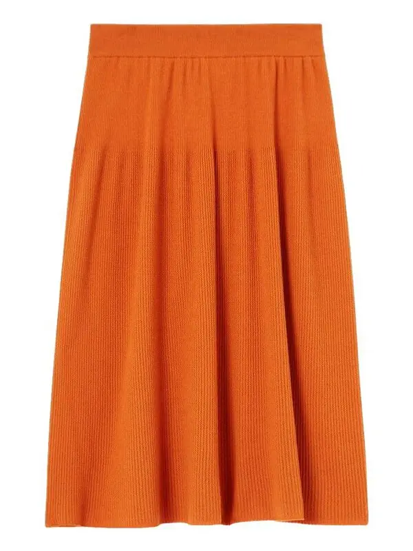 Loro Piana Ribbed Knit Midi Skirt - Orange