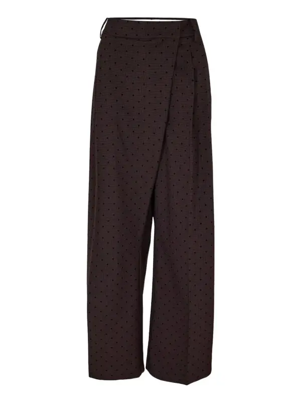 GANNI Wide Leg Polka Dot Trousers - Black