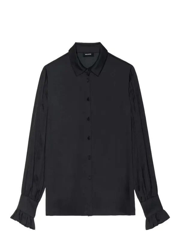 Zadig&Voltaire Thely Satin Shirt With Rhinestone Wings - Black
