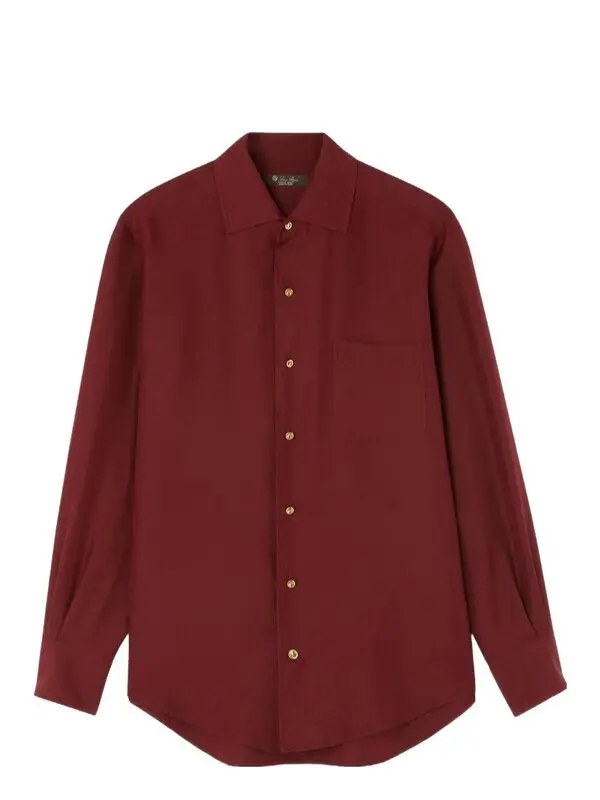 Loro Piana André" Shirt With Metal Buttons - Dark Chestnut