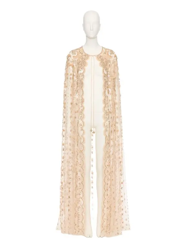 Valentino Garavani Embellished Translucent Cloak - Nude