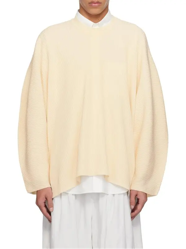 Issey Miyake Homme Plissé Pleated Cotton Sweater - Nude