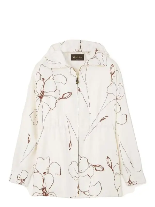 Loro Piana La Linea Del Fiore Di Lino" Printed Casual Jacket - White