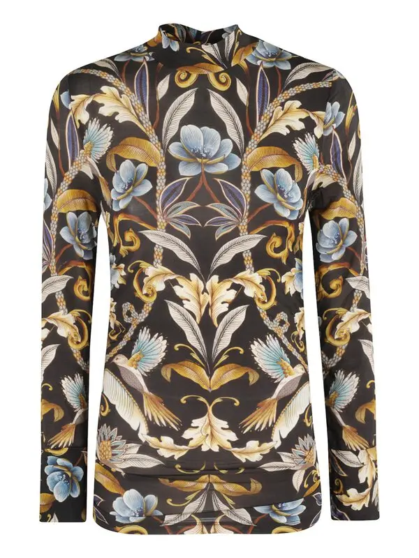 Farm Rio Snake Garden Blouse - Black