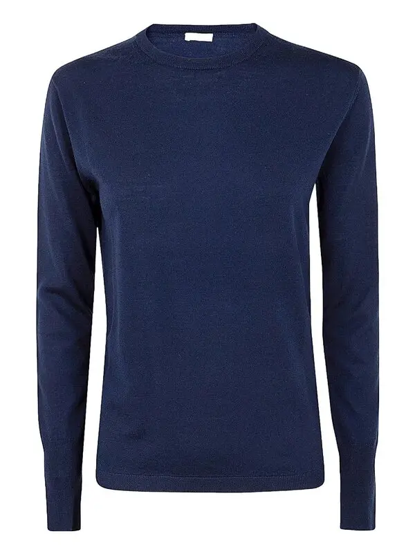 Aspesi Wool Sweater With Round Neck And Ribbed Details - Blue