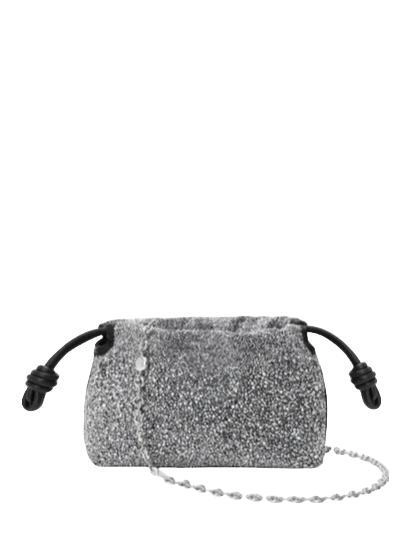 Loewe Mini Flamenco Beaded Purse In Nappa Lambskin - Black/silver