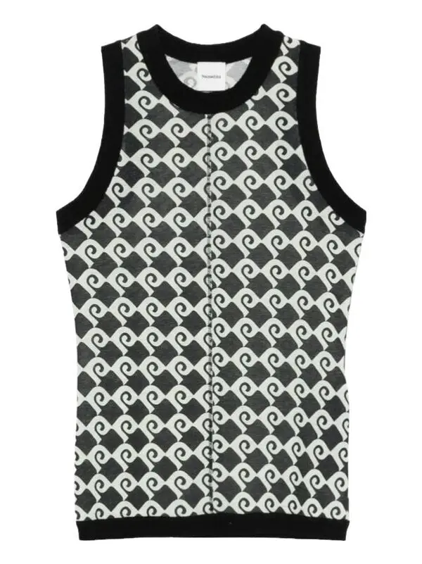 Nanushka Denali Geometric Print Ribbed Tank Top - Black