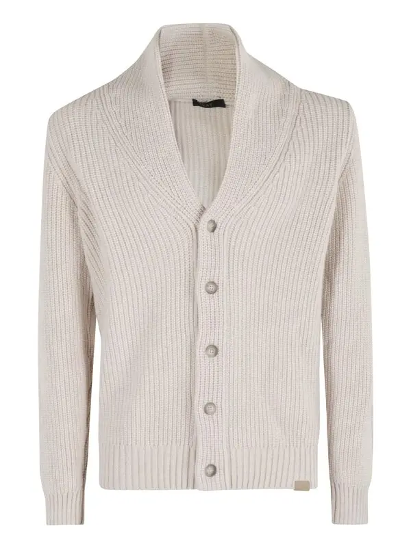 FAY Shawl Collar Cardigan - White