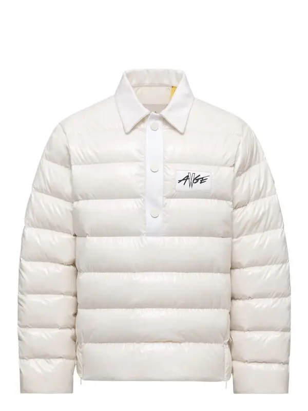 Moncler Quilted Down Jacket With Logo Print - White