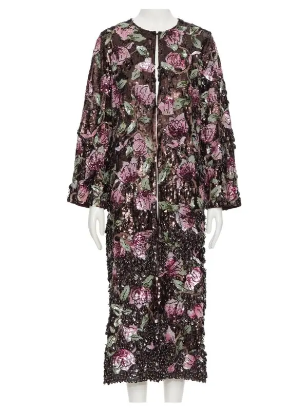 Valentino Garavani Long-sleeved Sequined Dress - Black