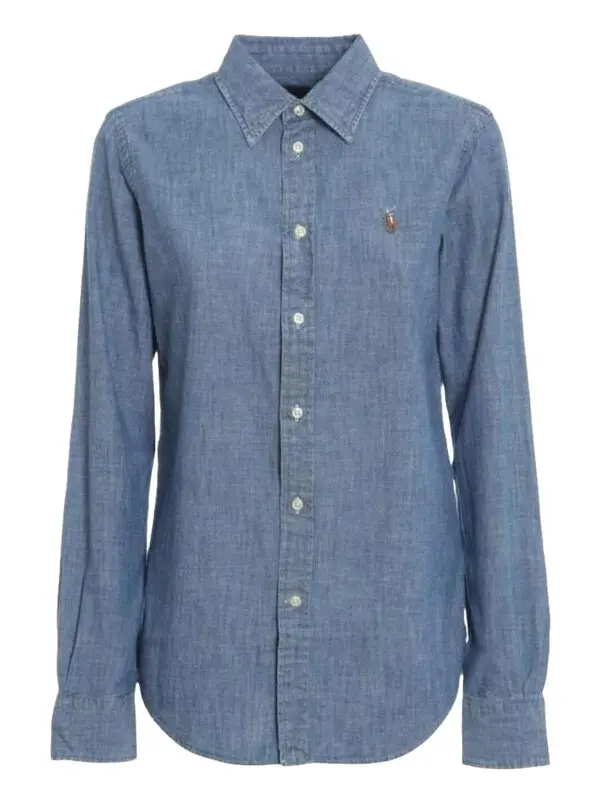 Polo Ralph Lauren Long-sleeved Embroidered Shirt - Blue