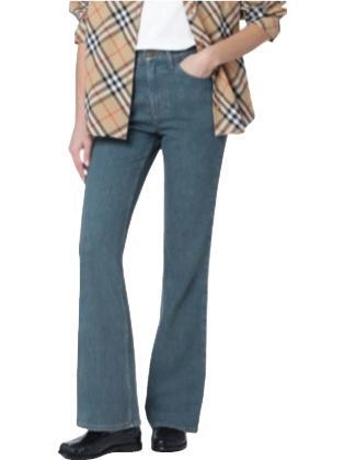 Burberry Logo Patch Bootcut Jeans - Blue