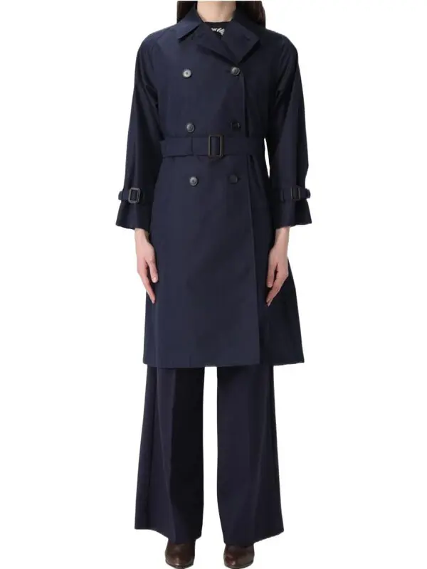 Max Mara Ghia Belted Gabardine Trench Coat - Blue