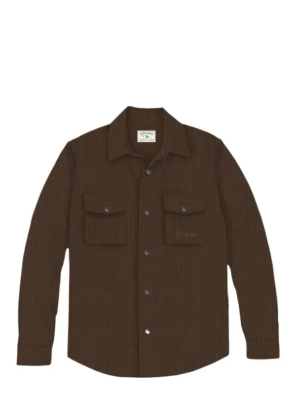 MC2 SAINT BARTH Logo Embroidered Corduroy Overshirt - Green